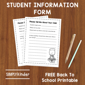 Students Information Form: A FREE Back To School Printable