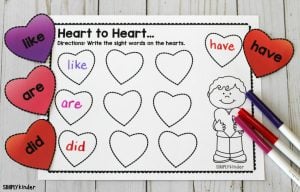 Sight Word Hearts Sensory Bin - Simply Kinder