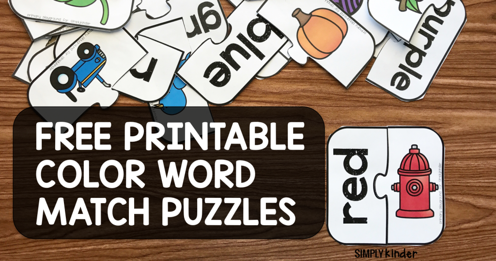 Free Printable Color Word Match Puzzles - Simply Kinder