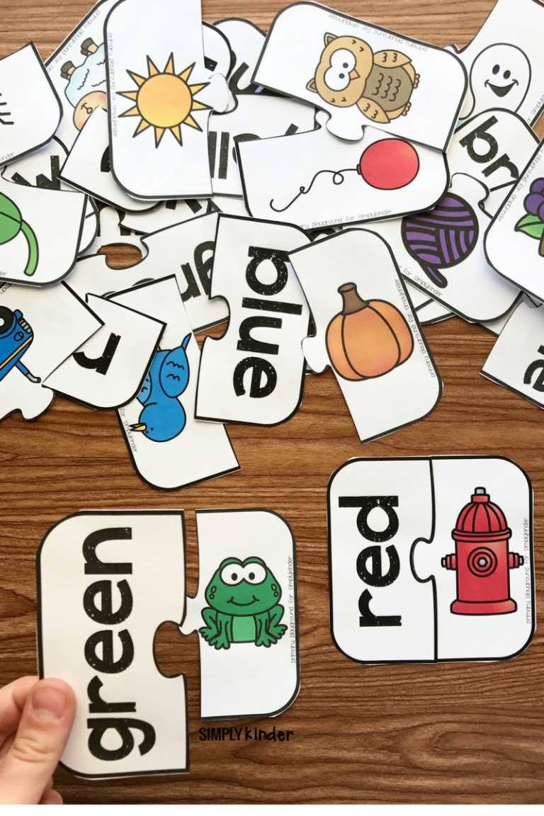 Free Printable Color Word Match Puzzles - Simply Kinder