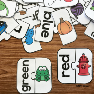 Free Printable Color Word Match Puzzles - Simply Kinder