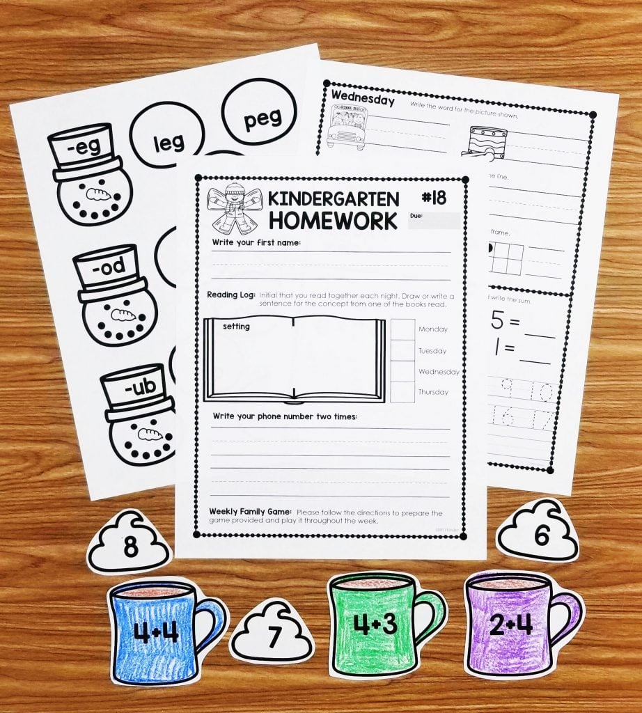 Kindergarten Homework - Free Third Quarter - Simply Kinder