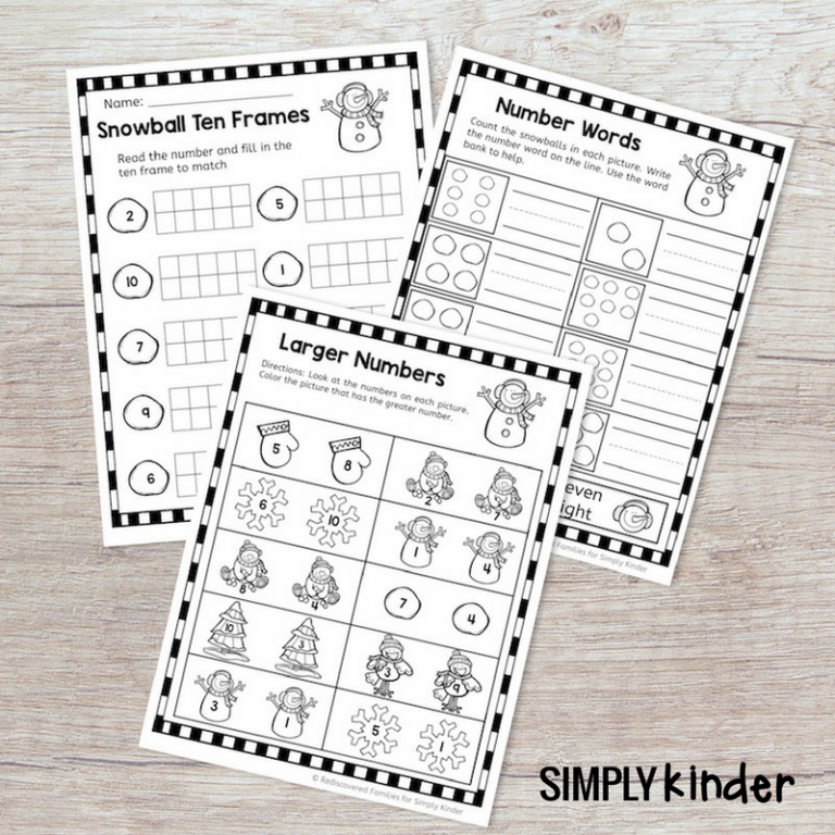 FREE Winter Math Sheets for Kindergarten - Simply Kinder