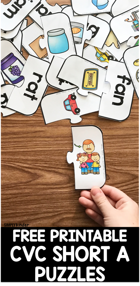 Free Printable CVC Short A Puzzles - Simply Kinder