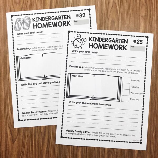 Kindergarten Homework - Fourth Quarter - Simply Kinder