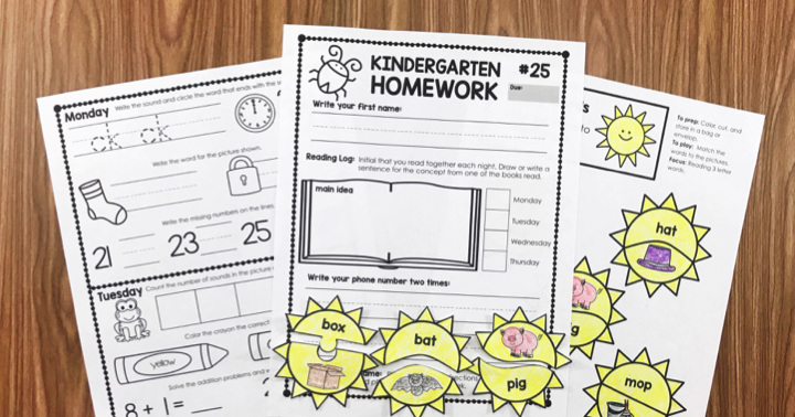 Kindergarten Homework - Fourth Quarter - Simply Kinder