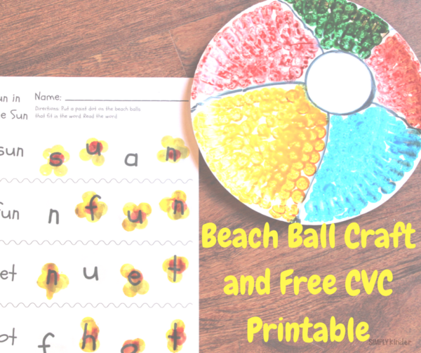 Beach Ball CVC Printable and Paper Plate Craft - Simply Kinder