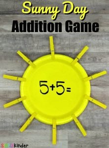 Sunny Day Addition Game for Kindergarten Students