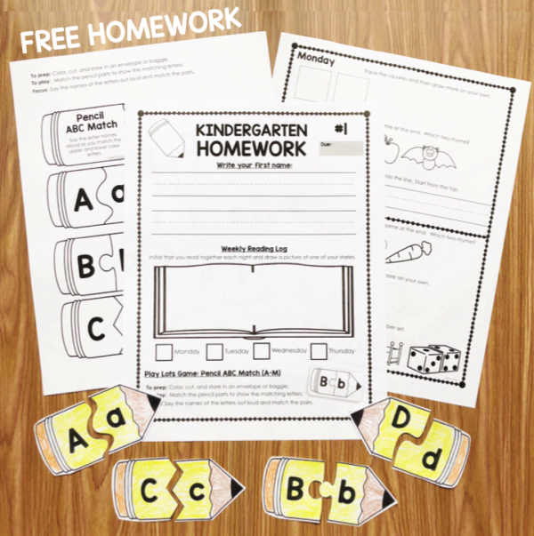 Free Kindergarten Homework - Simply Kinder