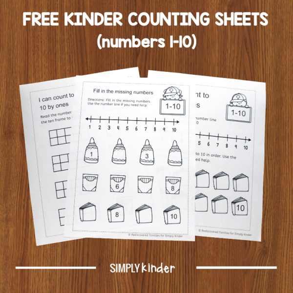 FREE Back To School Counting WorkSheets For Kindergarten - Simply Kinder