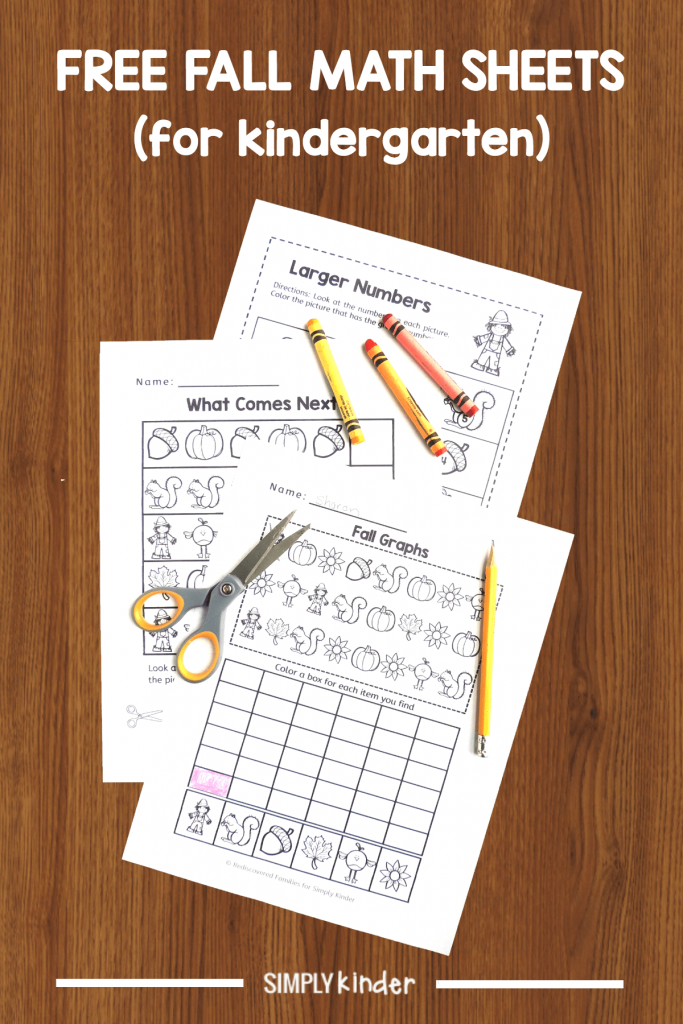 Free Fall Math Worksheets To Use With Kinders - Simply Kinder