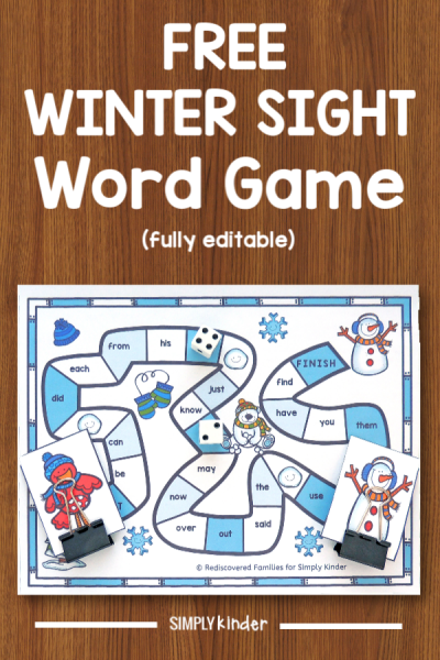 Free Winter Sight Word Game to Make Learning Fun - Simply Kinder