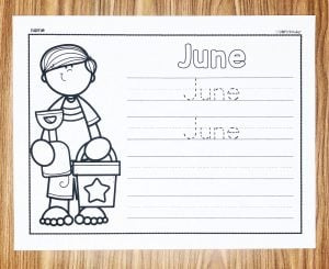 June Learn to Write the Month - Simply Kinder
