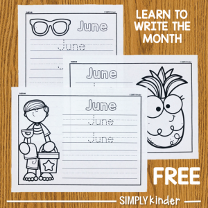 June Learn to Write the Month - Simply Kinder