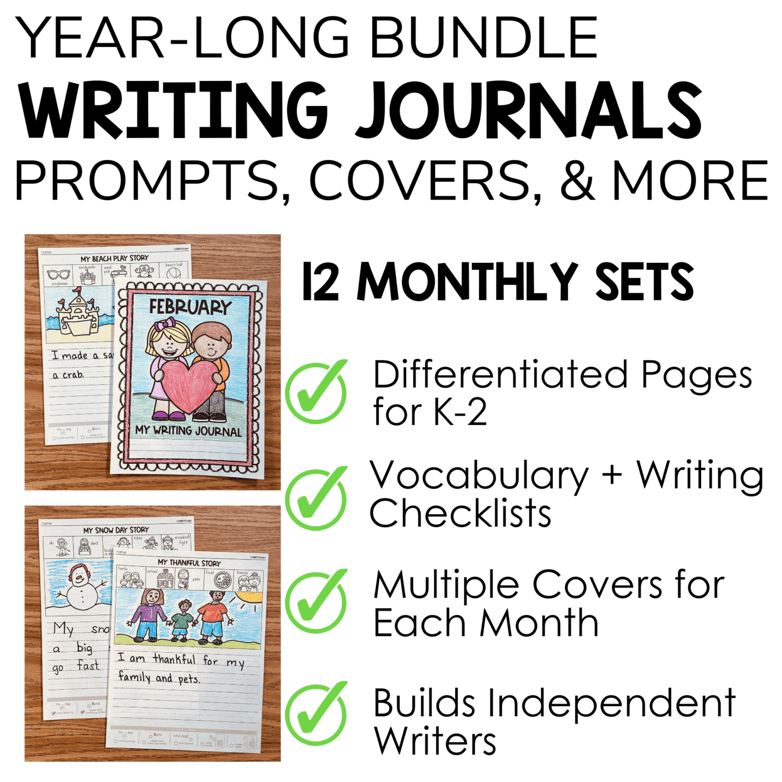 Writing Prompts Journals, Monthly Writing Papers Activities, Sentences ...