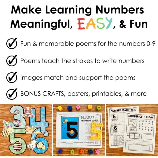 Number Posters with Poems & Crafts, Number Line, Number Writing ...