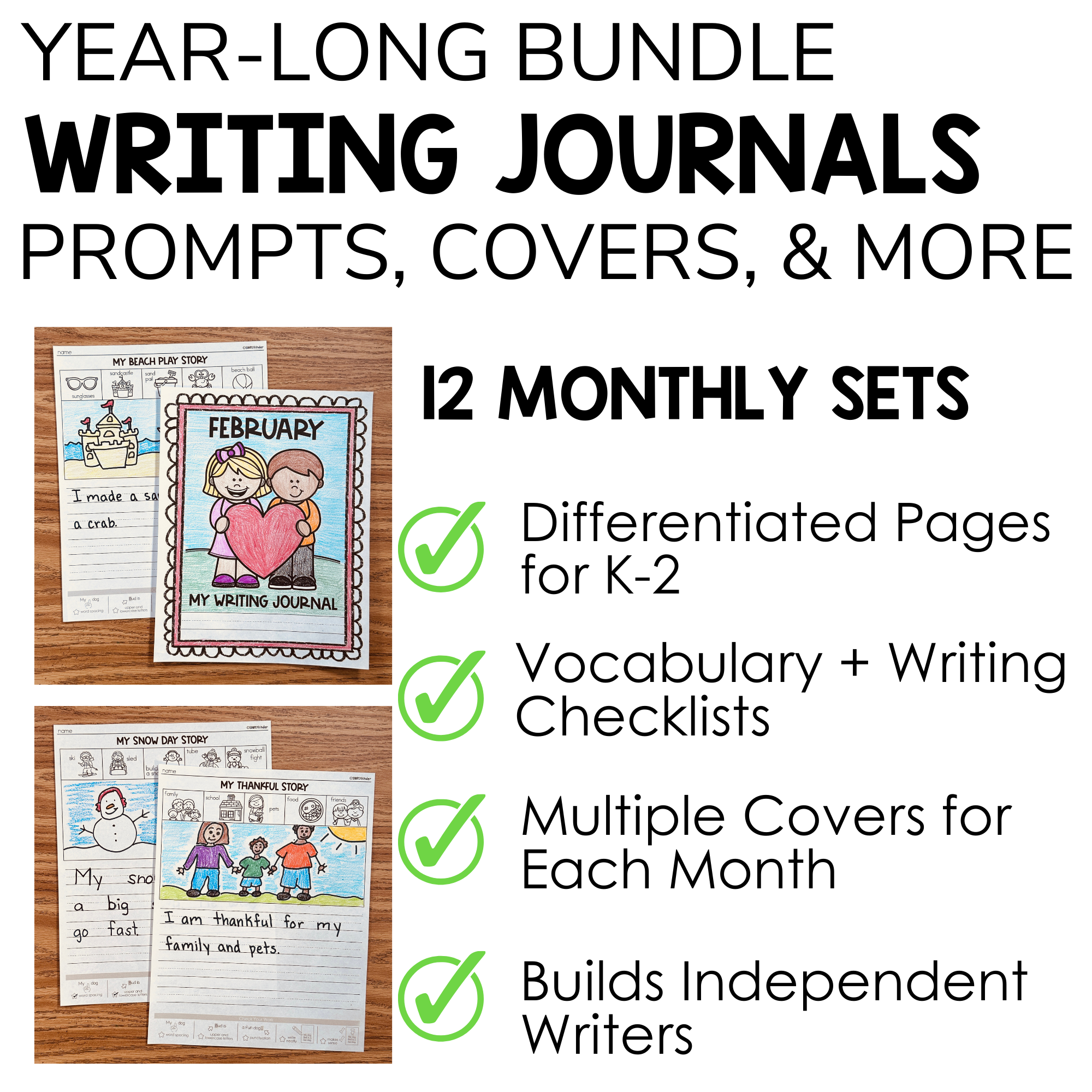 Writing Prompts Journals, Monthly Writing Papers Activities, Sentences ...