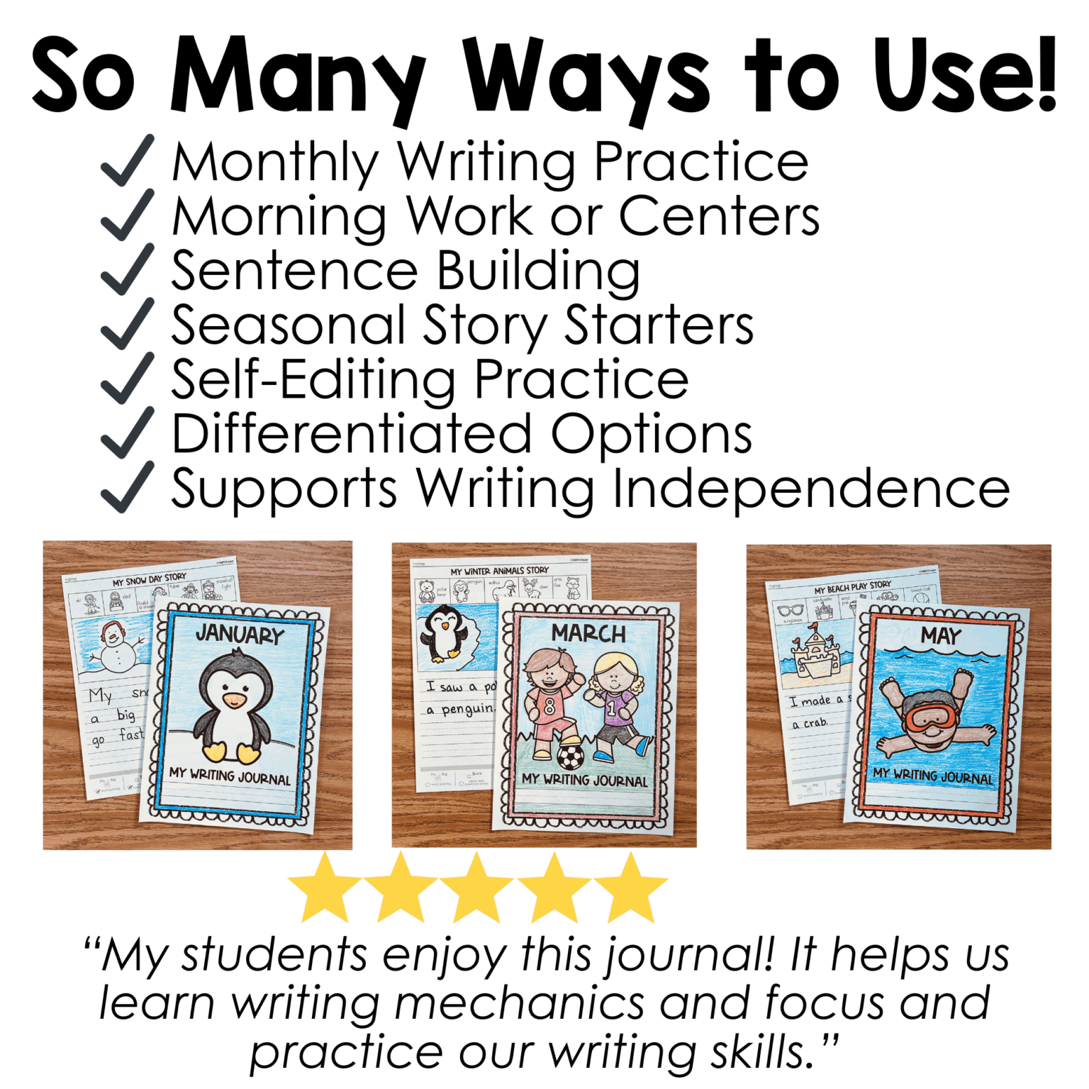 Writing Prompts Journals, Monthly Writing Papers Activities, Sentences ...