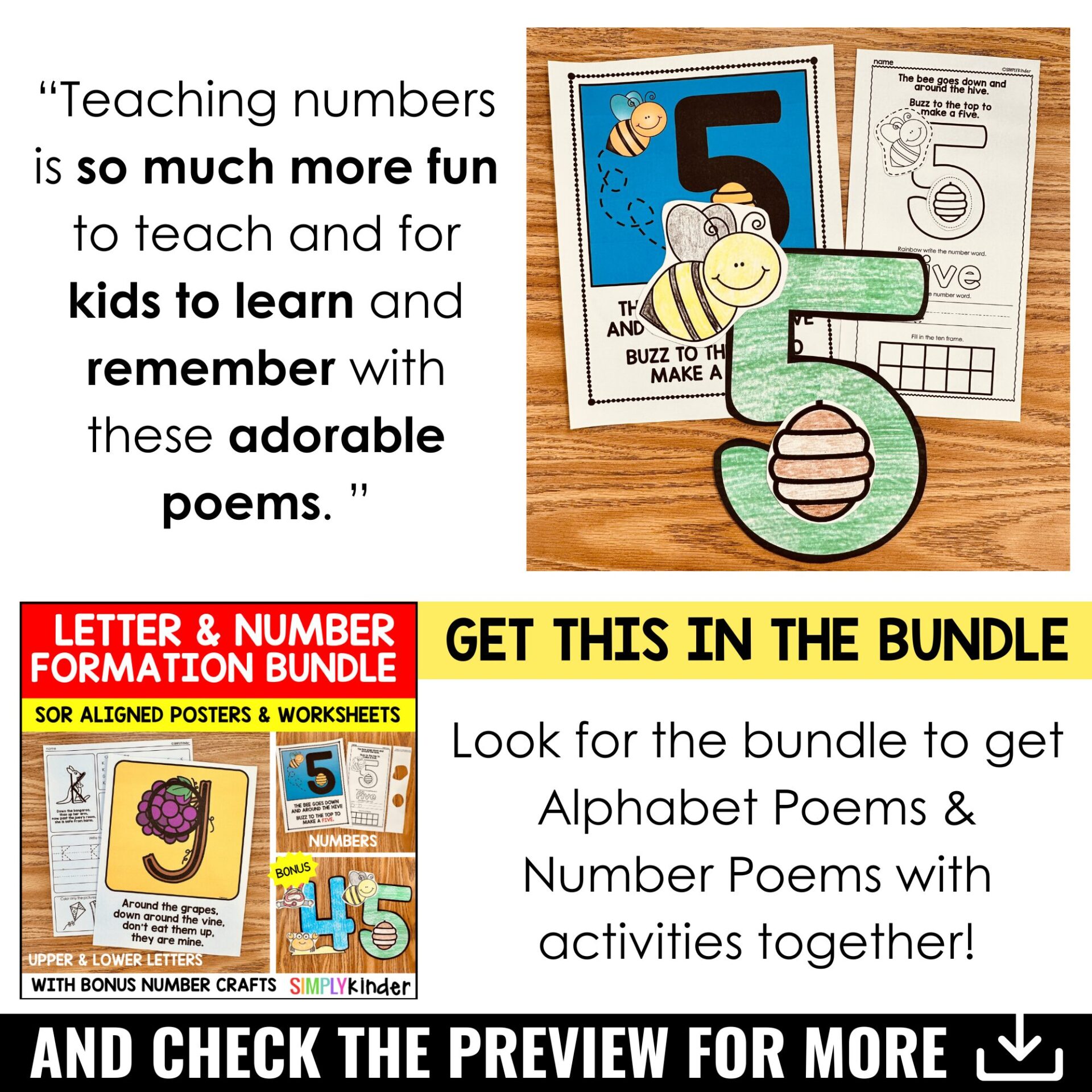 Number Posters with Poems & Crafts, Number Line, Number Writing ...