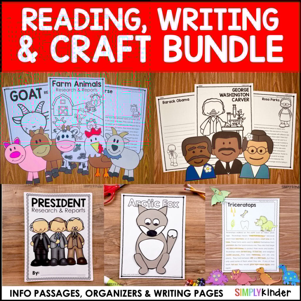 Reading, Writing, & Craft Bundle of Activities, Information Passages ...