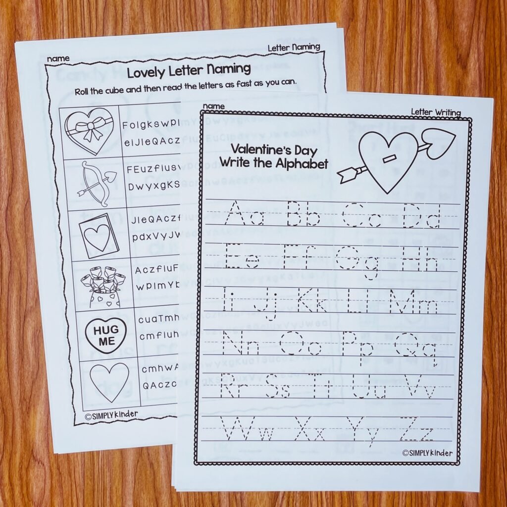 Valentines Day Kindergarten No Prep Printables - Simply Kinder