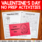 Valentines Day Kindergarten No Prep Printables - Simply Kinder