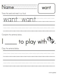 Sight Word Practice Printables - Simply Kinder
