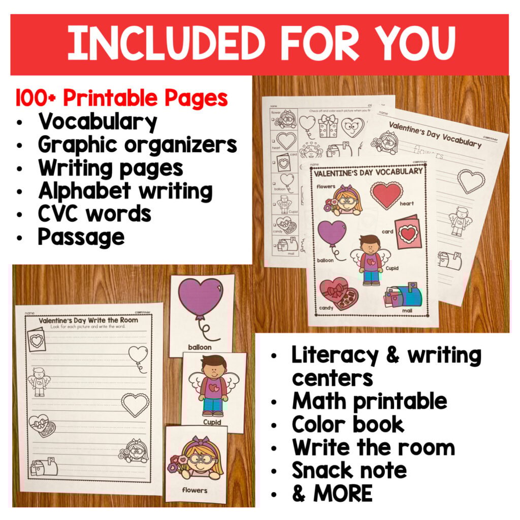 Valentines Day Activities Kindergarten, Craft, Writing, Literacy, Math ...