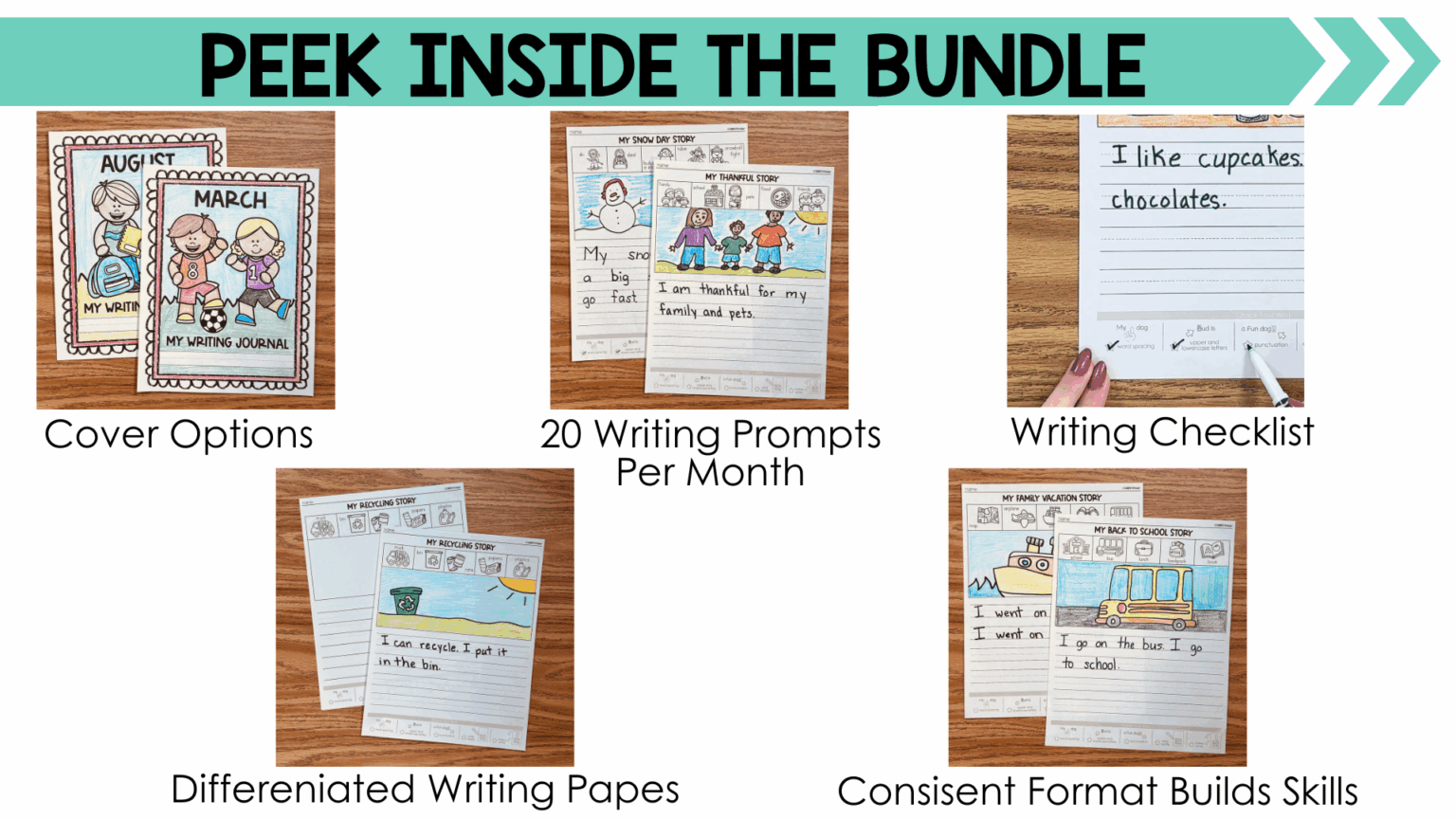 Writing Prompts Journals, Monthly Writing Papers Activities, Sentences ...