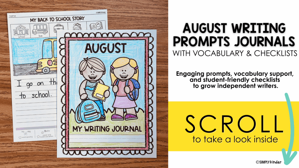 August Writing Prompts, Kindergarten, 1st & 2nd Grade, Vocabulary ...