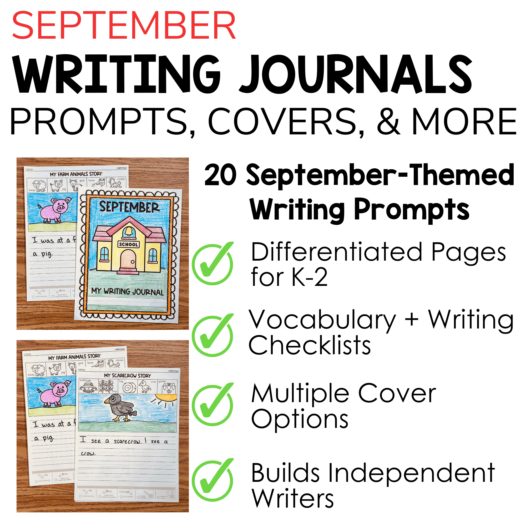 September Writing Prompts, Kindergarten, 1st & 2nd Grade, Vocabulary ...