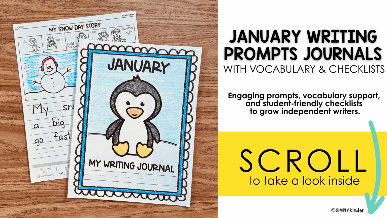 January Writing Prompts, Kindergarten, 1st & 2nd Grade, Vocabulary ...