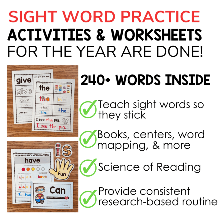 Sight Words Practice, Activities, Worksheets, Books, Kindergarten ...