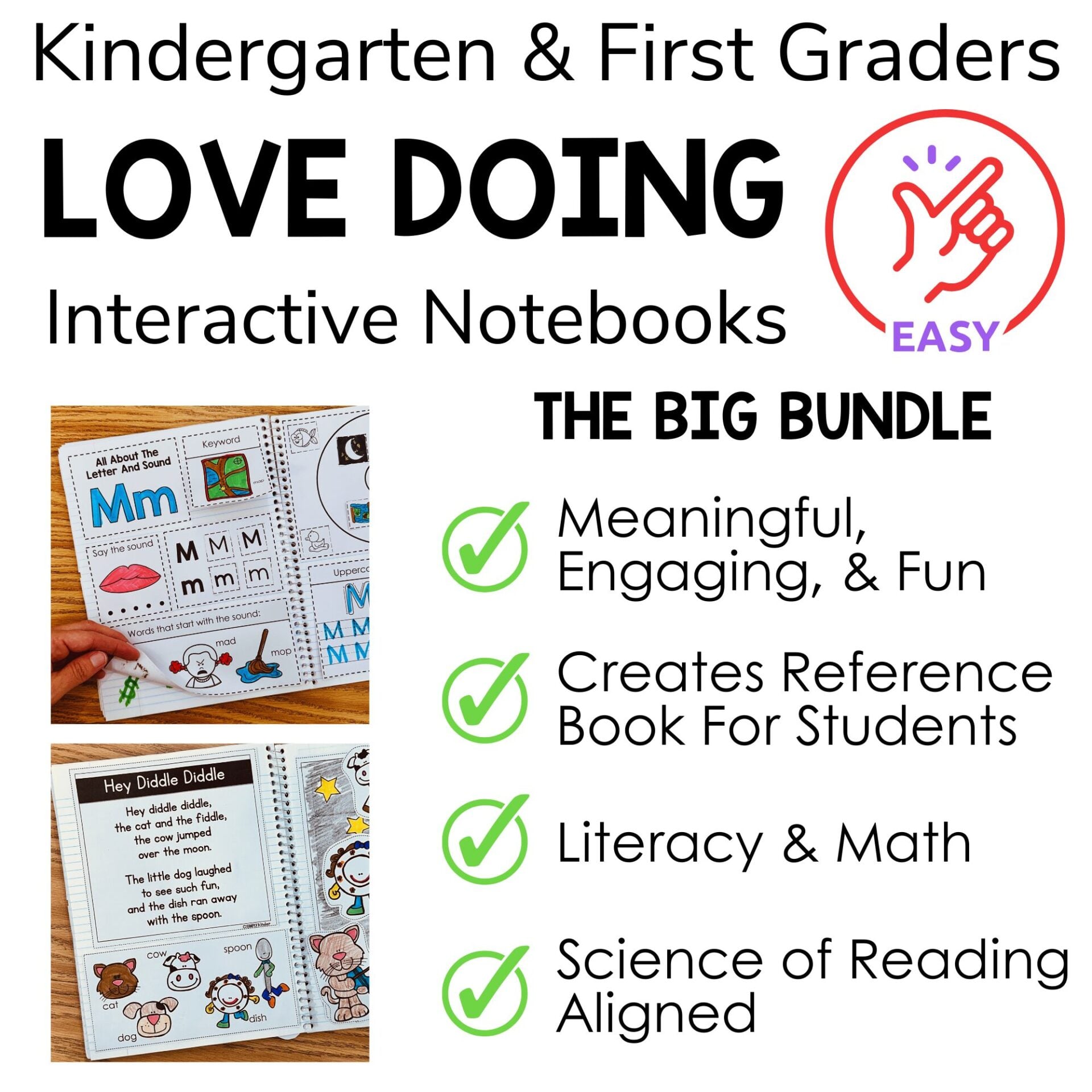 Interactive Notebooks BUNDLE: Math, Sight Words, CVC, Alphabet, Nursery ...