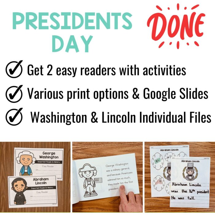 Presidents Day Activities Readers, Abraham Lincoln & George Washington ...