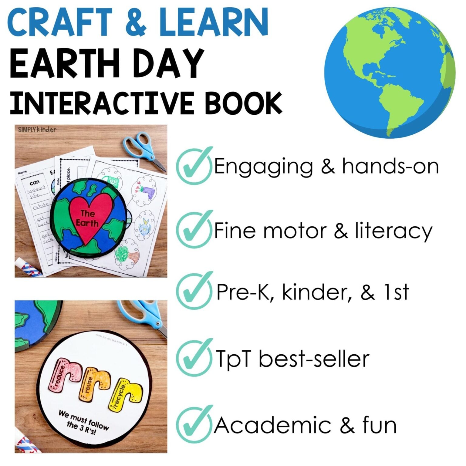 Earth Day Activities Kindergarten, Interactive Book, Earth Day Craft ...