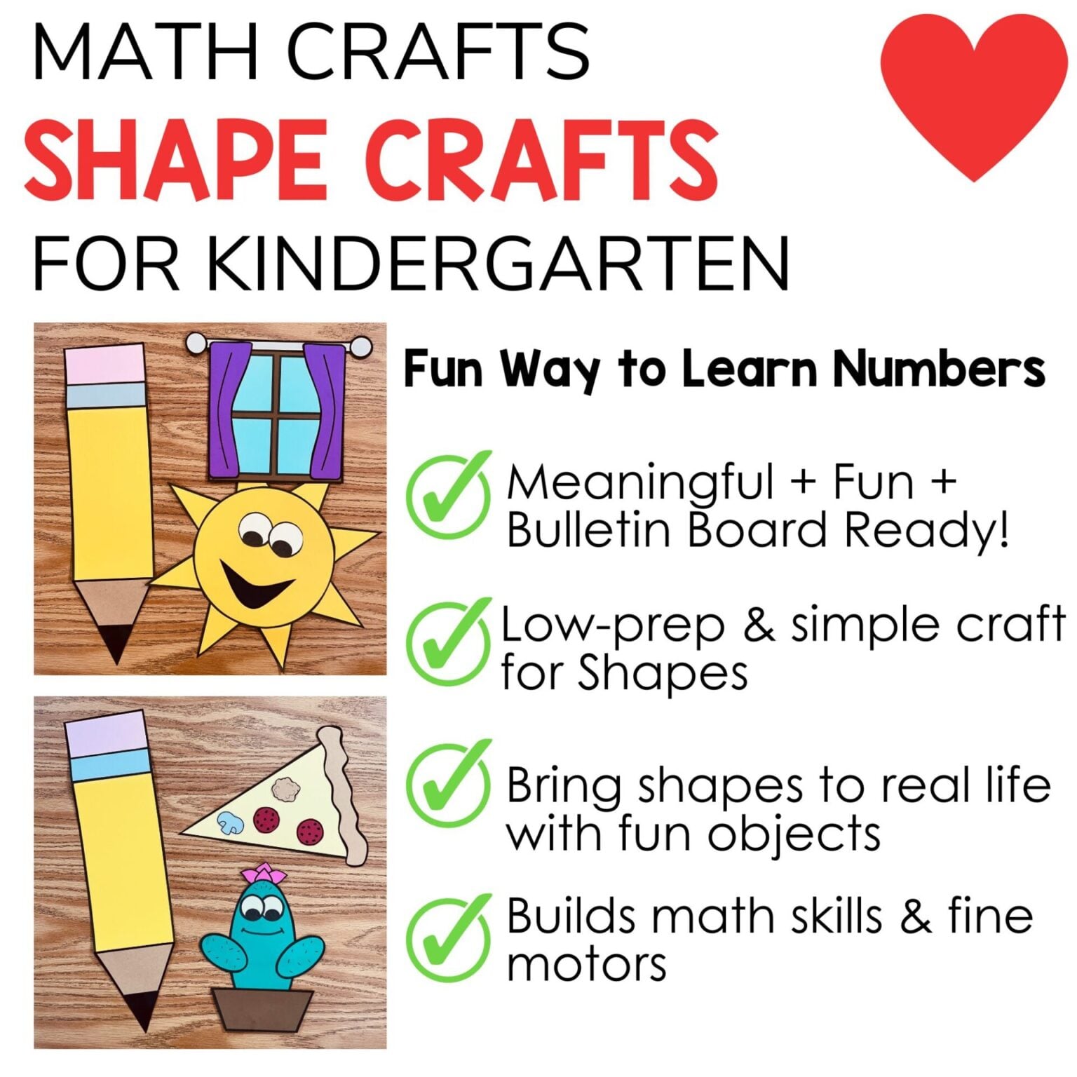 Back to School Math Shape Craft for Kindergarten & Preschool, 2D Shape ...