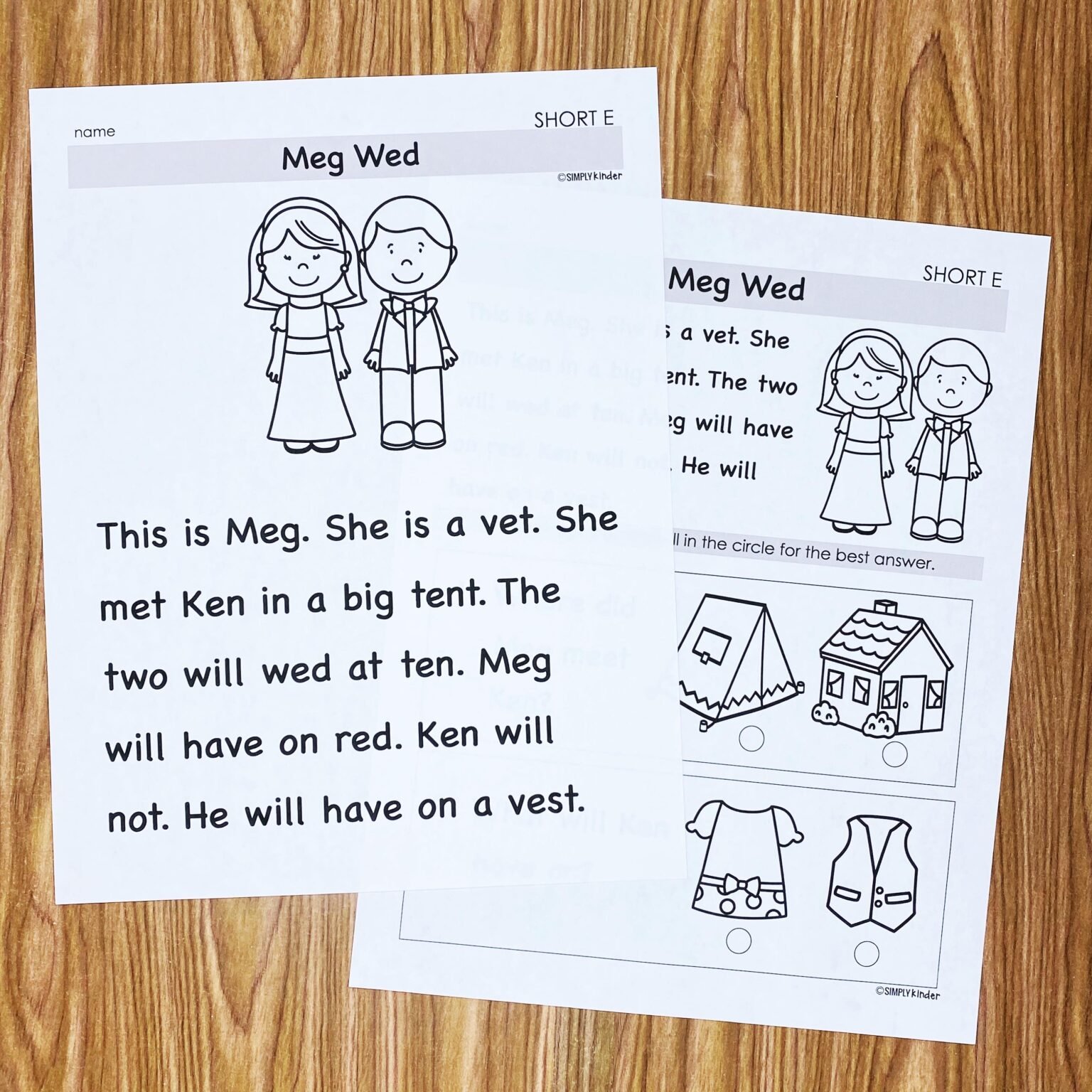 Short E Fluency Passages Kindergarten - Simply Kinder