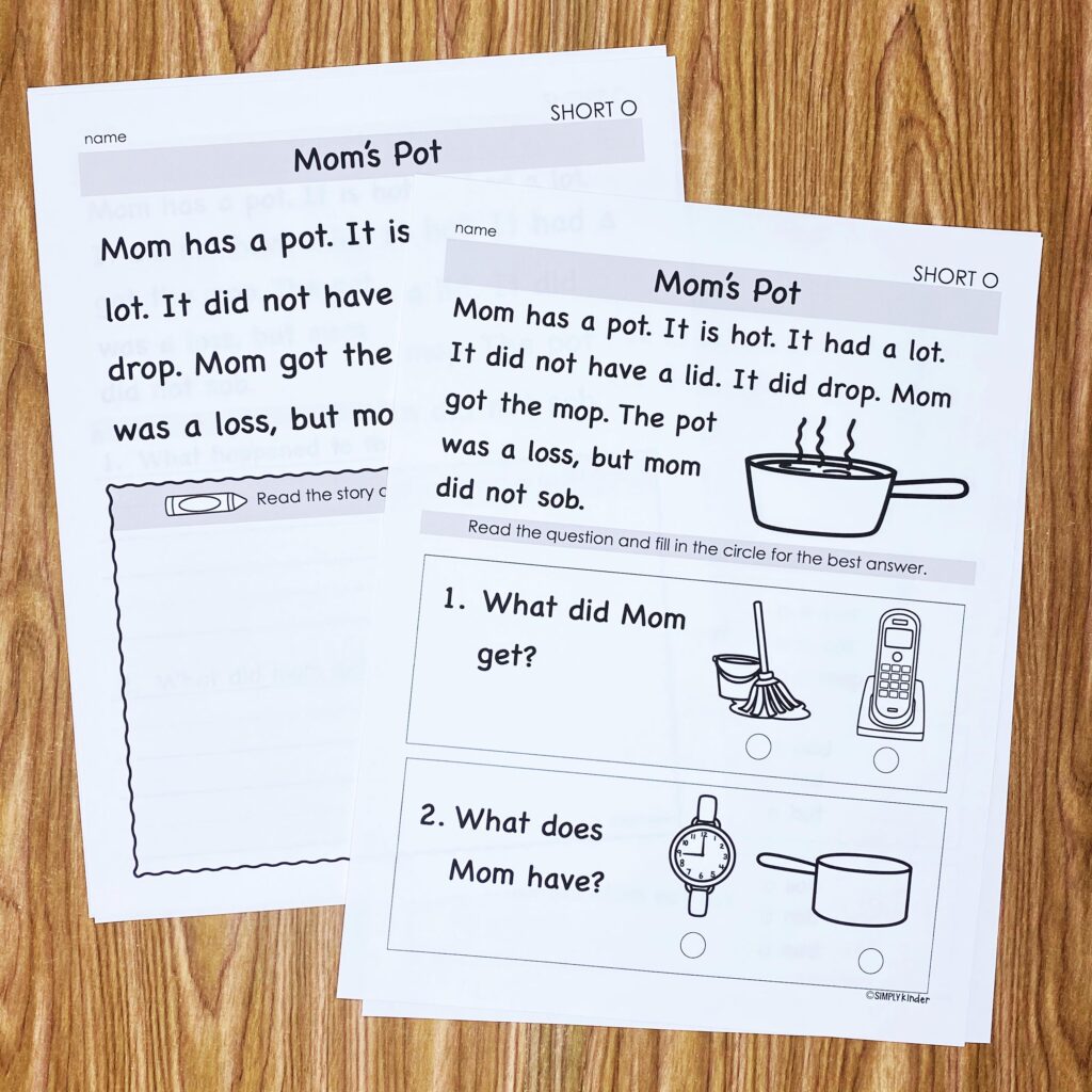 Short O Fluency Passages Kindergarten - Simply Kinder