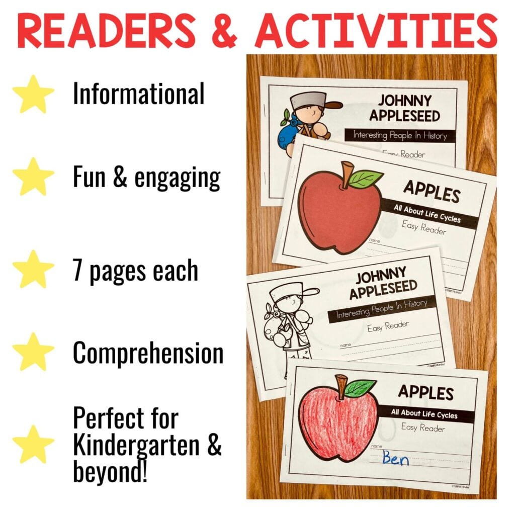 Johnny Appleseed & Apple Life Cycle Book & Activities, Apple Readers ...