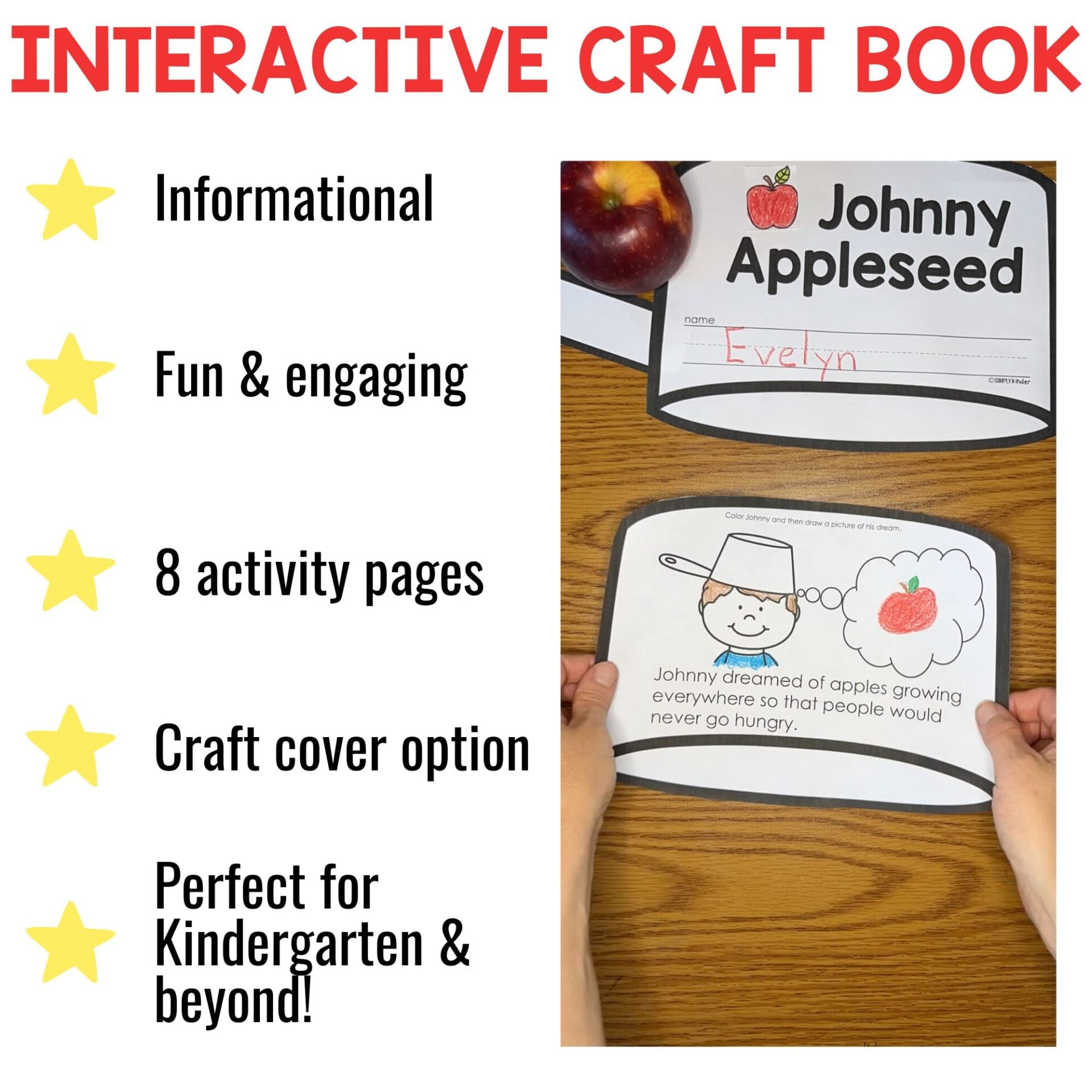 Johnny Appleseed Hat Craft Book, Johnny Appleseed Activities & Writing ...