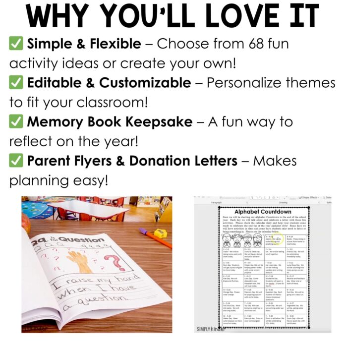 Editable Alphabet Countdown to Summer, Memory Book, Countdown Last Day ...