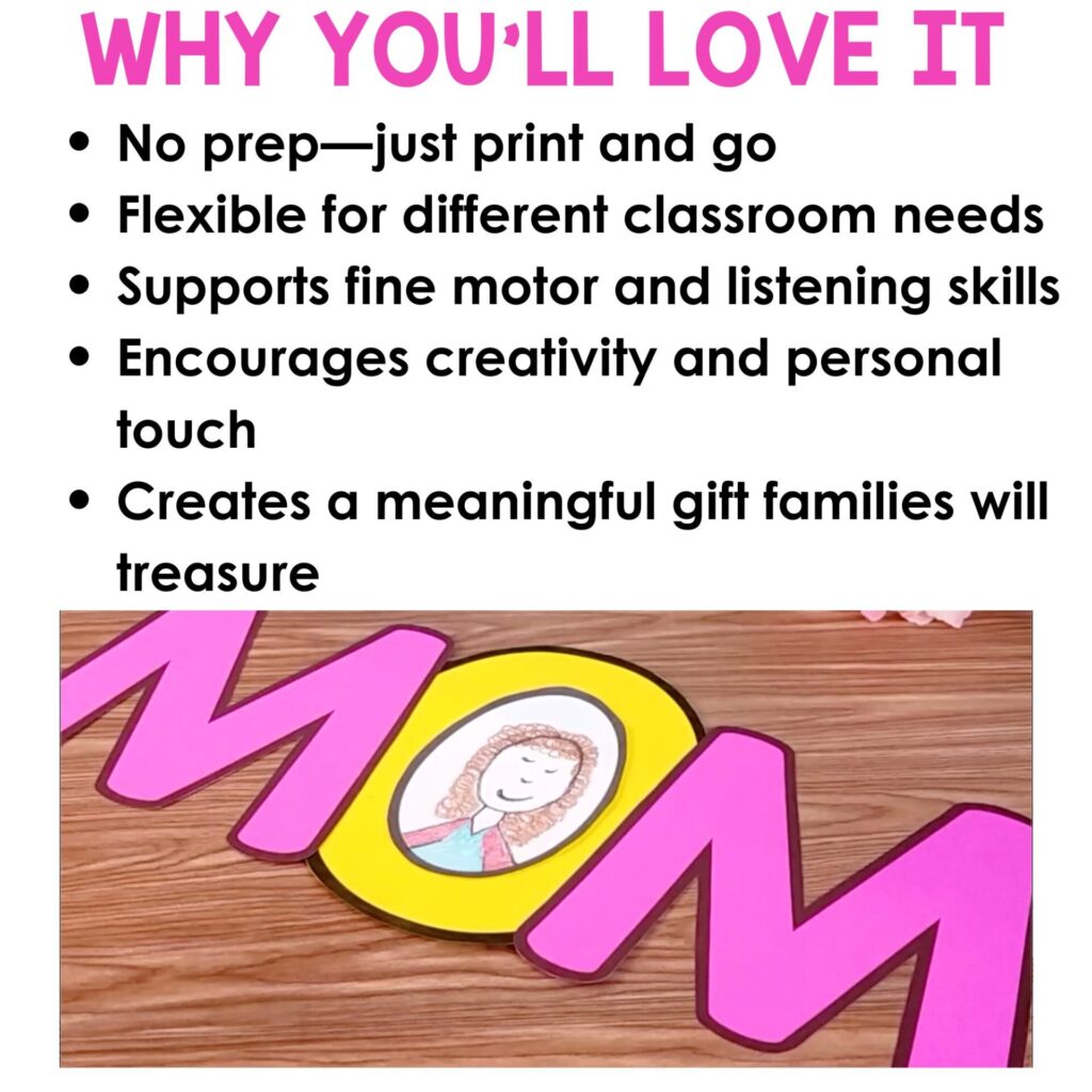 Mother's Day Craft, Mothers Day Card & Drawing Activity, Kindergarten ...