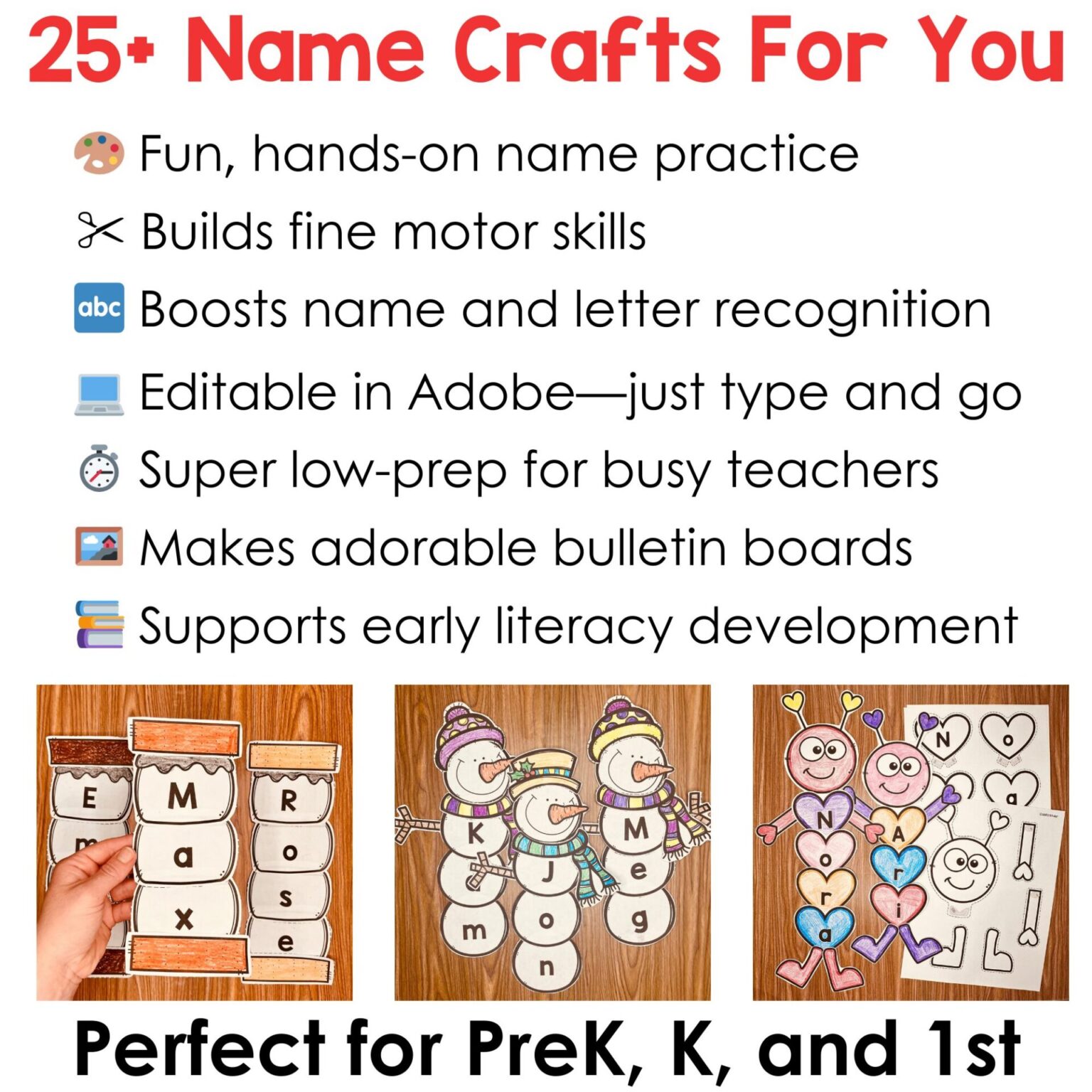 Name Practice Crafts, Name Tracing Editable Writing Activities, Name ...