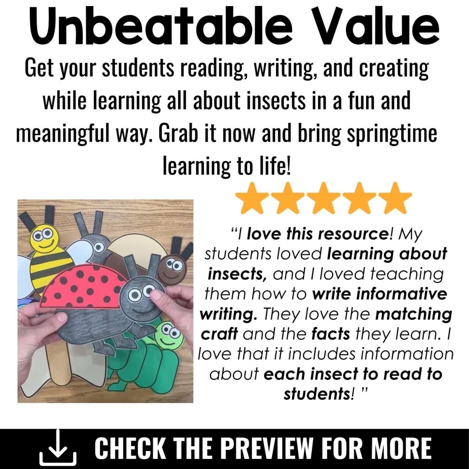 Bugs & Insect Activities, Spring Research Reports Writing & Crafts ...