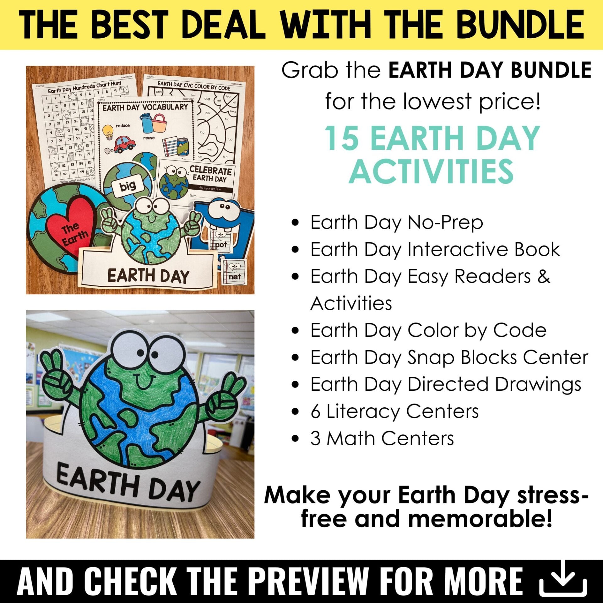 Earth Day Activities Kindergarten, Interactive Book, Earth Day Craft ...