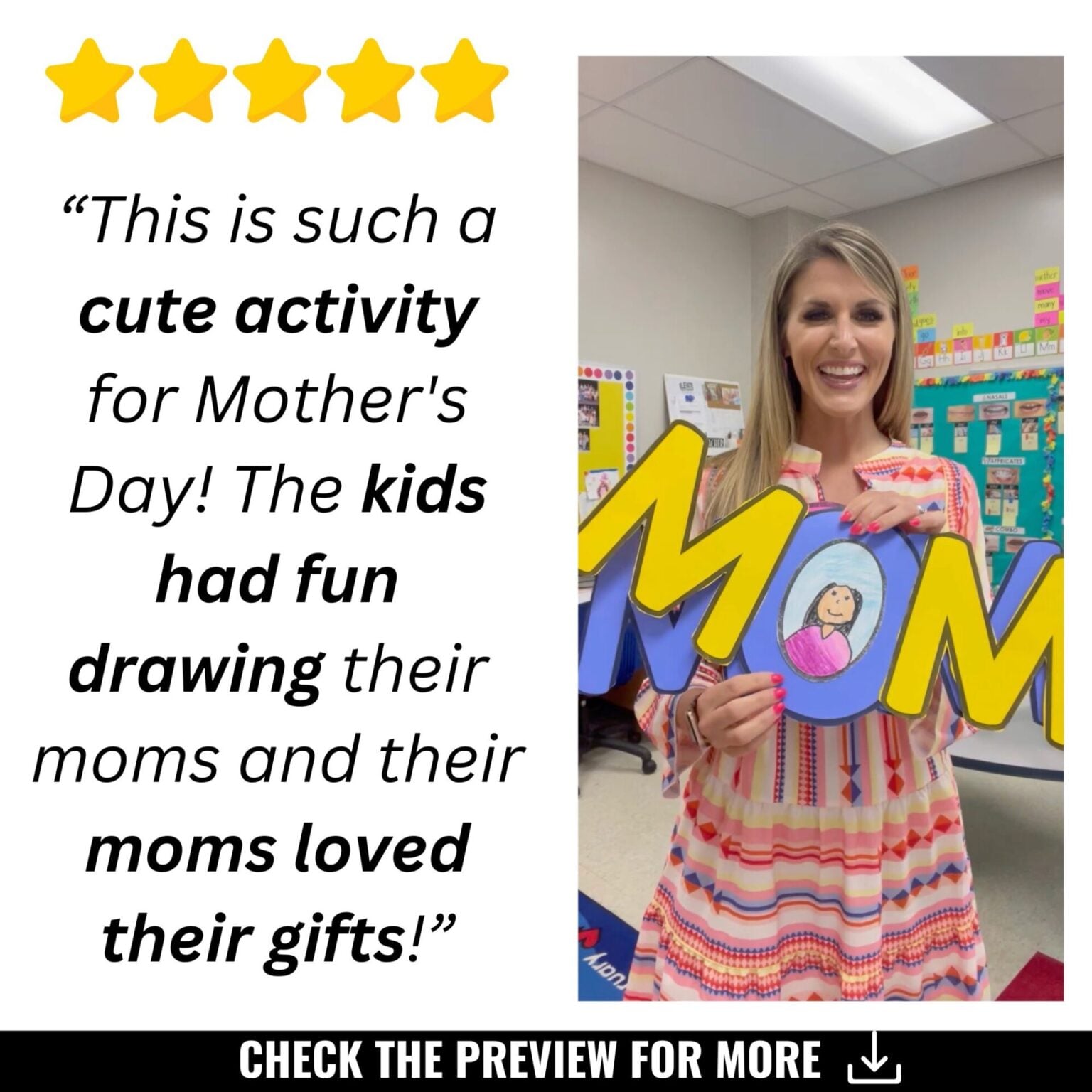 Mother's Day Craft, Mothers Day Card & Drawing Activity, Kindergarten ...