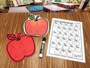 Apple Alphabet Writing Cards - Kindergarten Center - Simply Centers ...