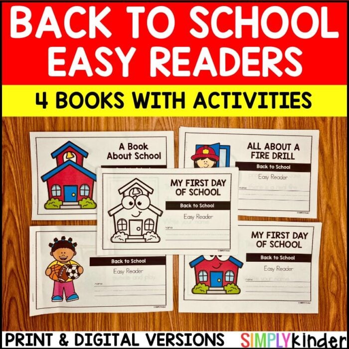 Back to School Readers with Activities for Kindergarten: First Day ...