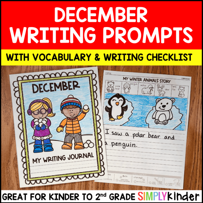 December Writing Prompts, Kindergarten, 1st & 2nd Grade, Vocabulary ...